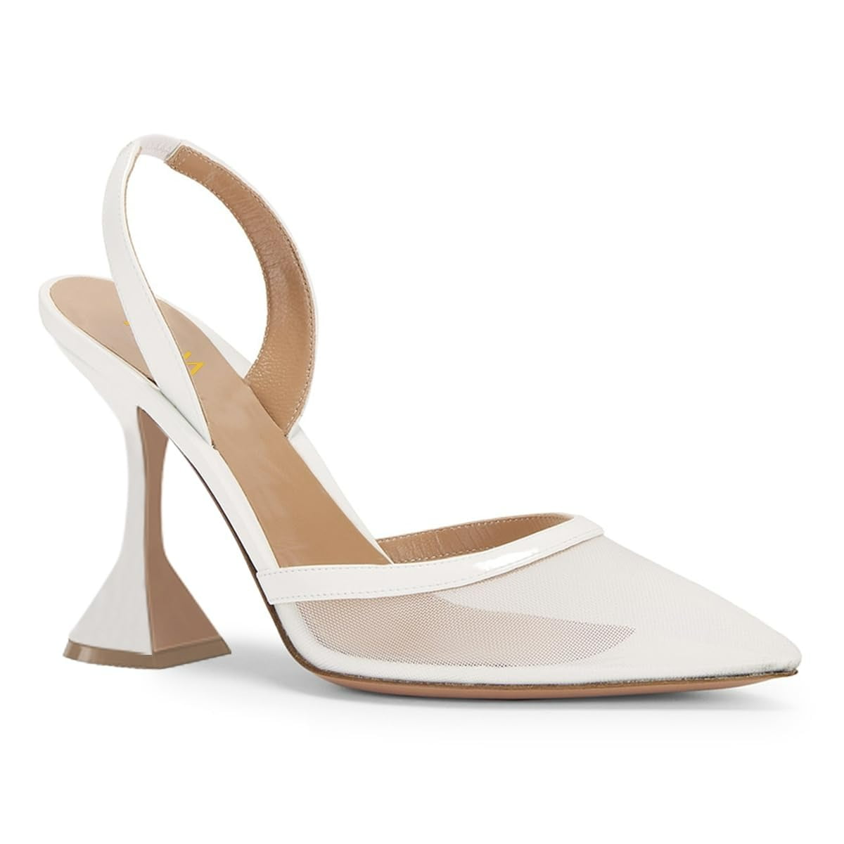 YDN Women Elastic Backstrap Mesh Slingback Pumps Pointy Toe Slip On ...