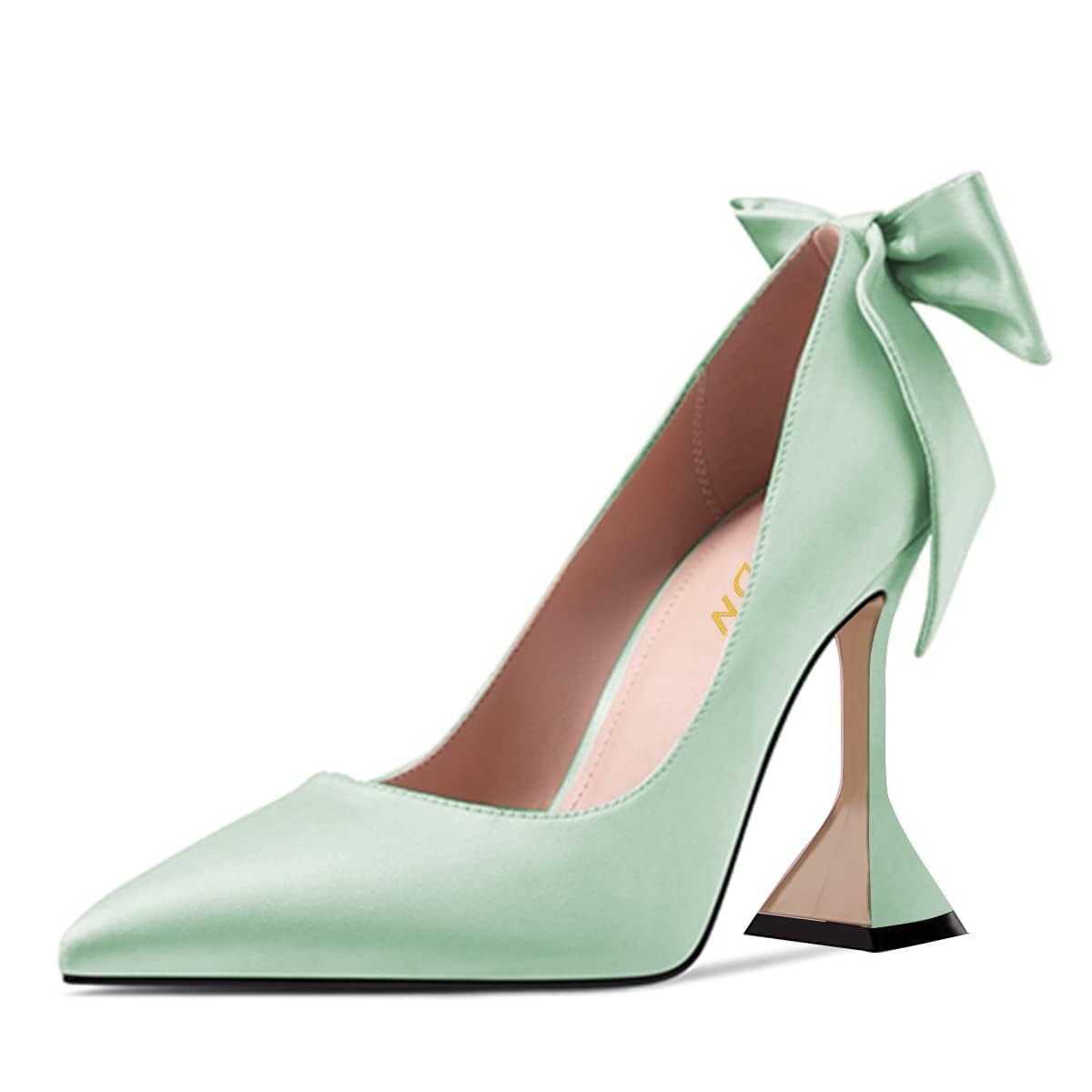 YDN Women Graceful Bowknot Pointed Closed Toe Slip on Pumps Pearls ...