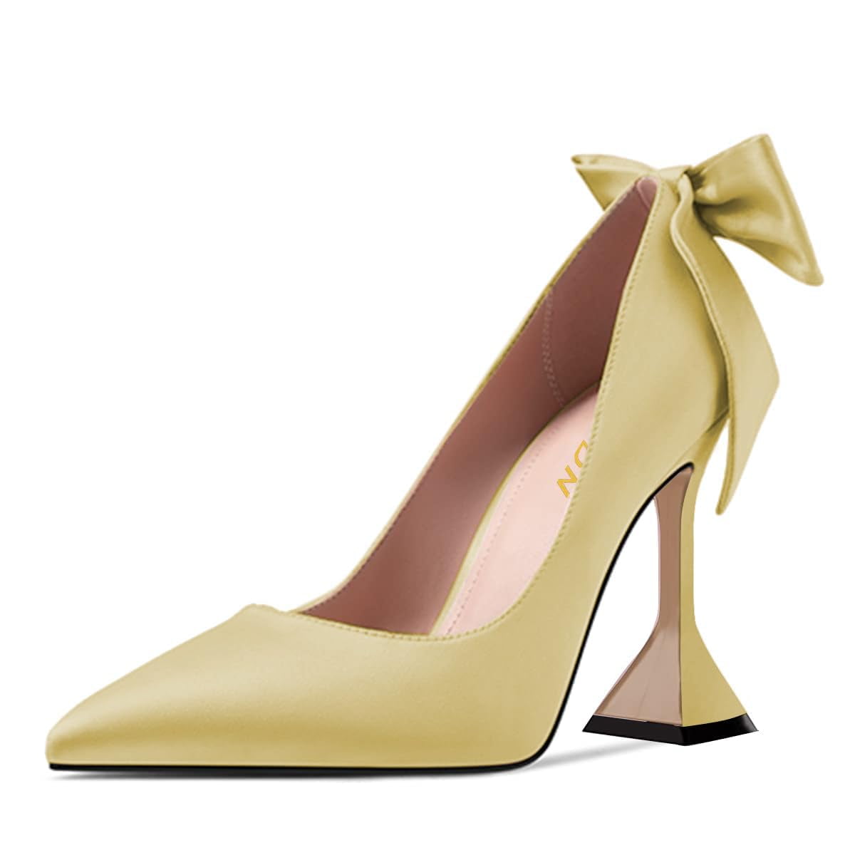 YDN Women Graceful Bowknot Pointed Closed Toe Slip on Pumps Pearls ...