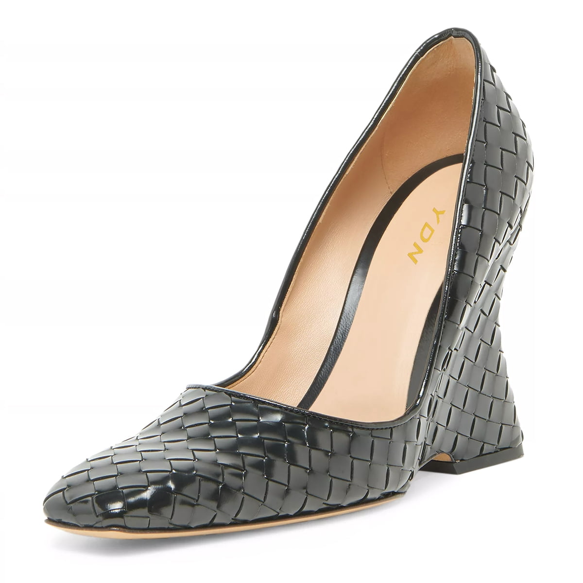 YDN Women Graceful Square Closed Toe Slip On Pumps Wedge High Heels ...