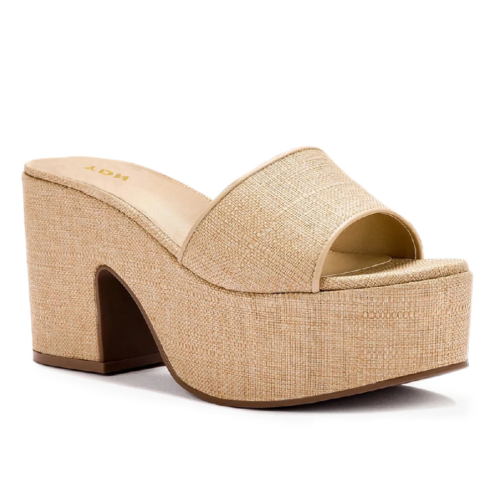 YDN Women Open Round Toe Platform Mules Slip on High Chunky Block Heels ...