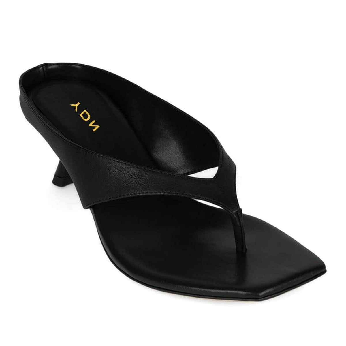 YDN Women Open Square Toe Flip Flops Low Kitten Heel Slip on Mules ...