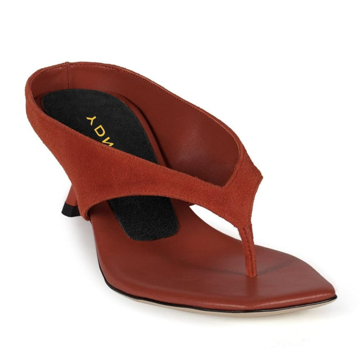 YDN Women Open Square Toe Flip Flops Low Kitten Heel Slip on Mules ...