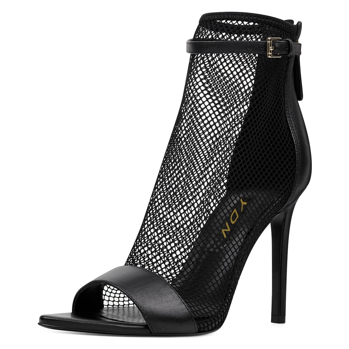 YDN Women Open Toe Stiletto High Heel Mesh Boots Ankle Strap Booties ...