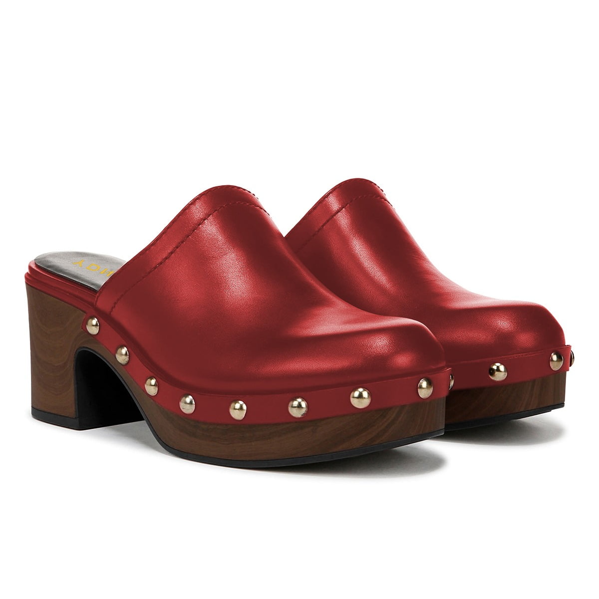 YDN Women Platform Round Toe Slip On Mules Clogs Metal Studded Mid ...