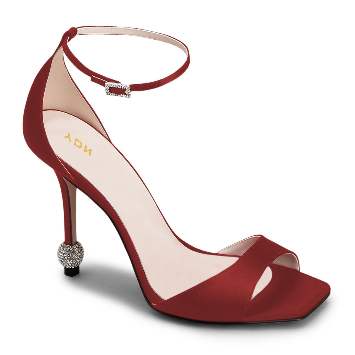 YDN Women Rhinestone Studded Stiletto High Heels Sandals Buckled Strap ...