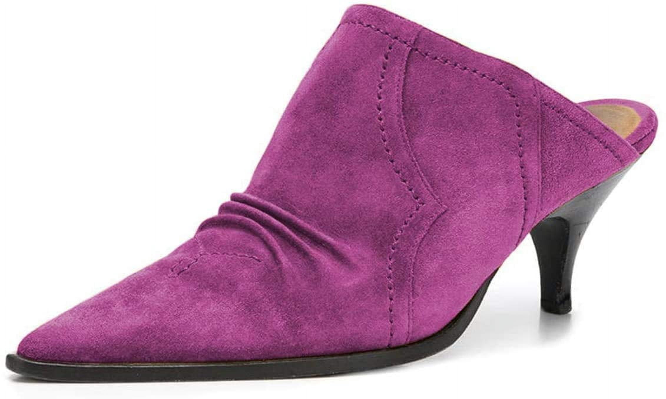 YDN Women Sexy Kitten Low Heel Mules Pumps Pointed Closed Toe Loafers ...