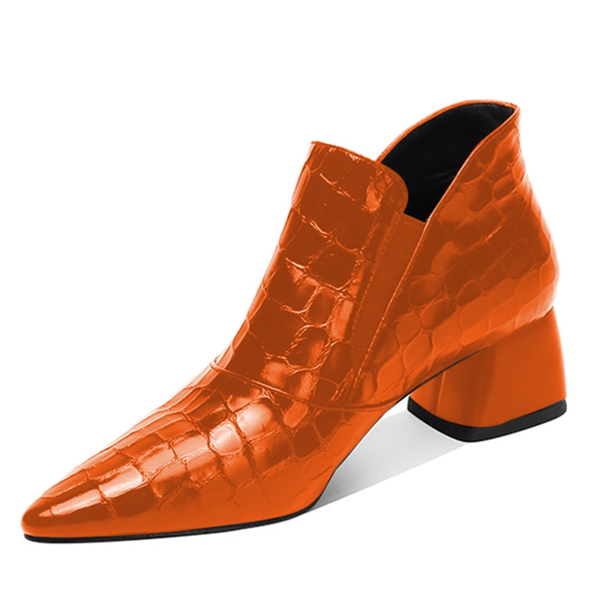 YDN Women Sexy Pointed Toe Ankle Booties Chunky Low Heel Short Boots ...