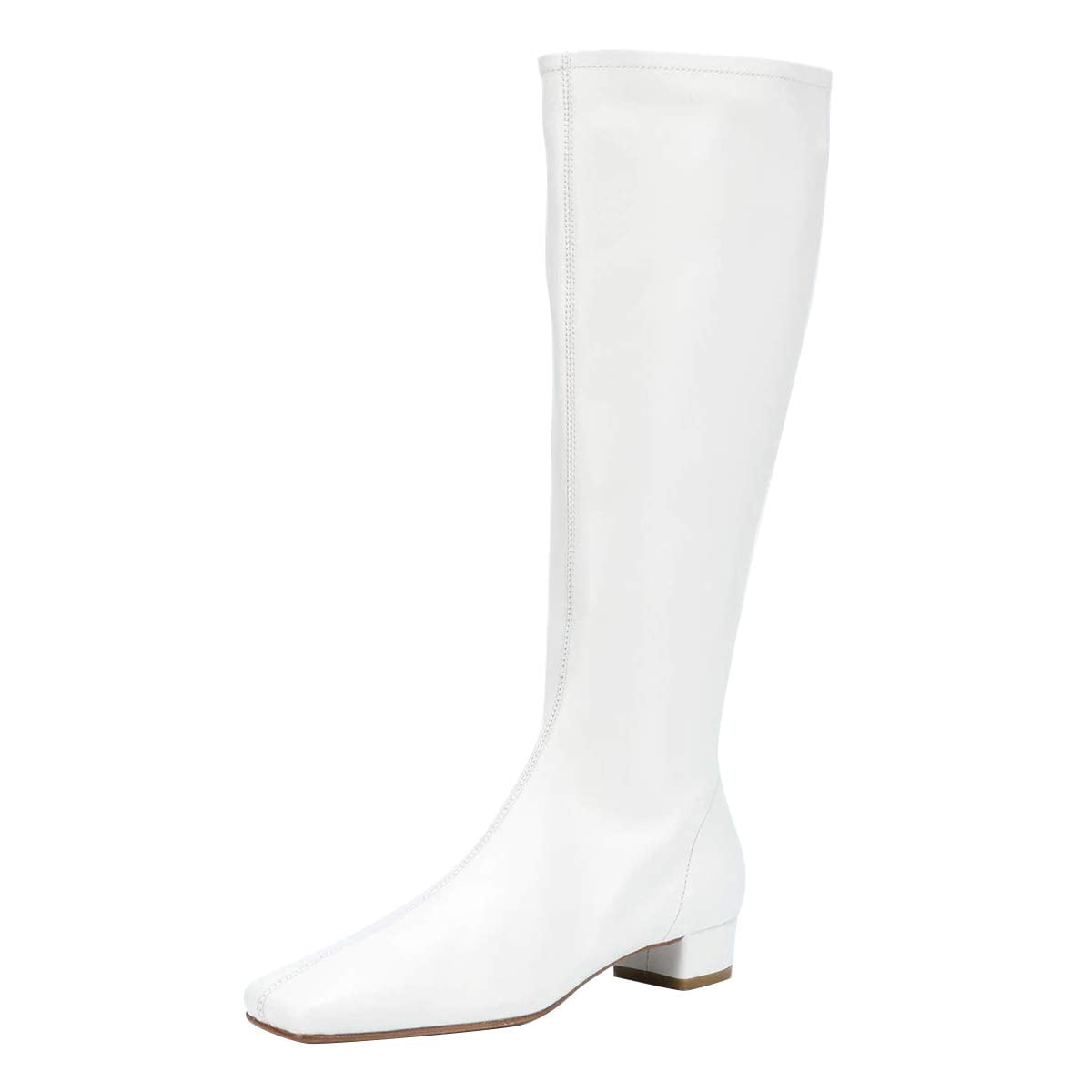 YDN Women Square Toe Knee High Boots Side Zipper Chunky Low Heels All ...