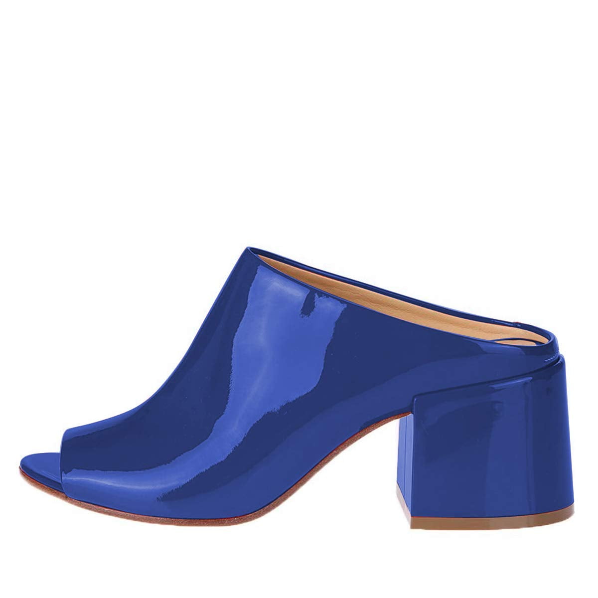 YDN Women Stylish Peep Open Toe Block Chunky Low Heel Mules Slide ...