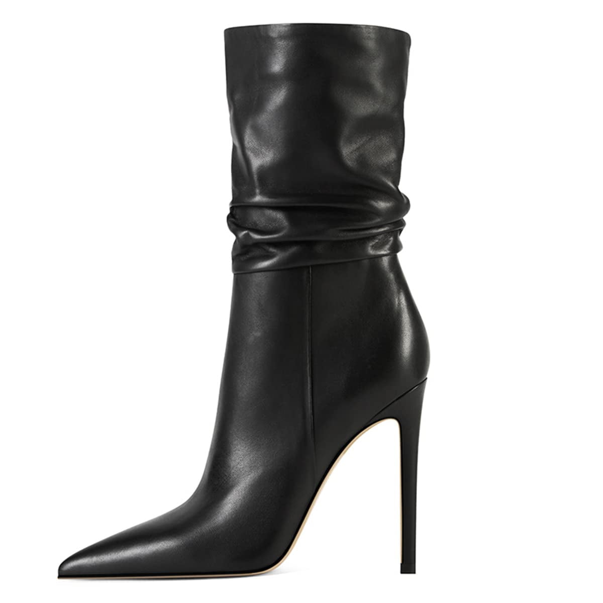 YDN Women Warm Pull On Stiletto High Heel Slouchy Ankle Boots Pointed ...