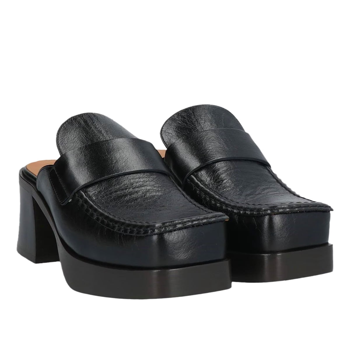 YDN Women's Retro Platform Slip On Mules Square Toe Low Chunky Heels ...