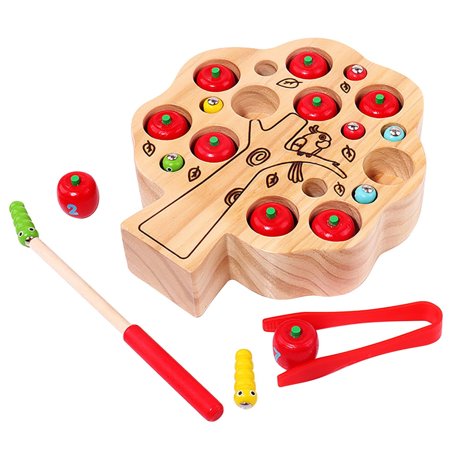 YDNGF Brain Game Fine Motor Skill Preschool Toys Wooden Catch Worm Game ...