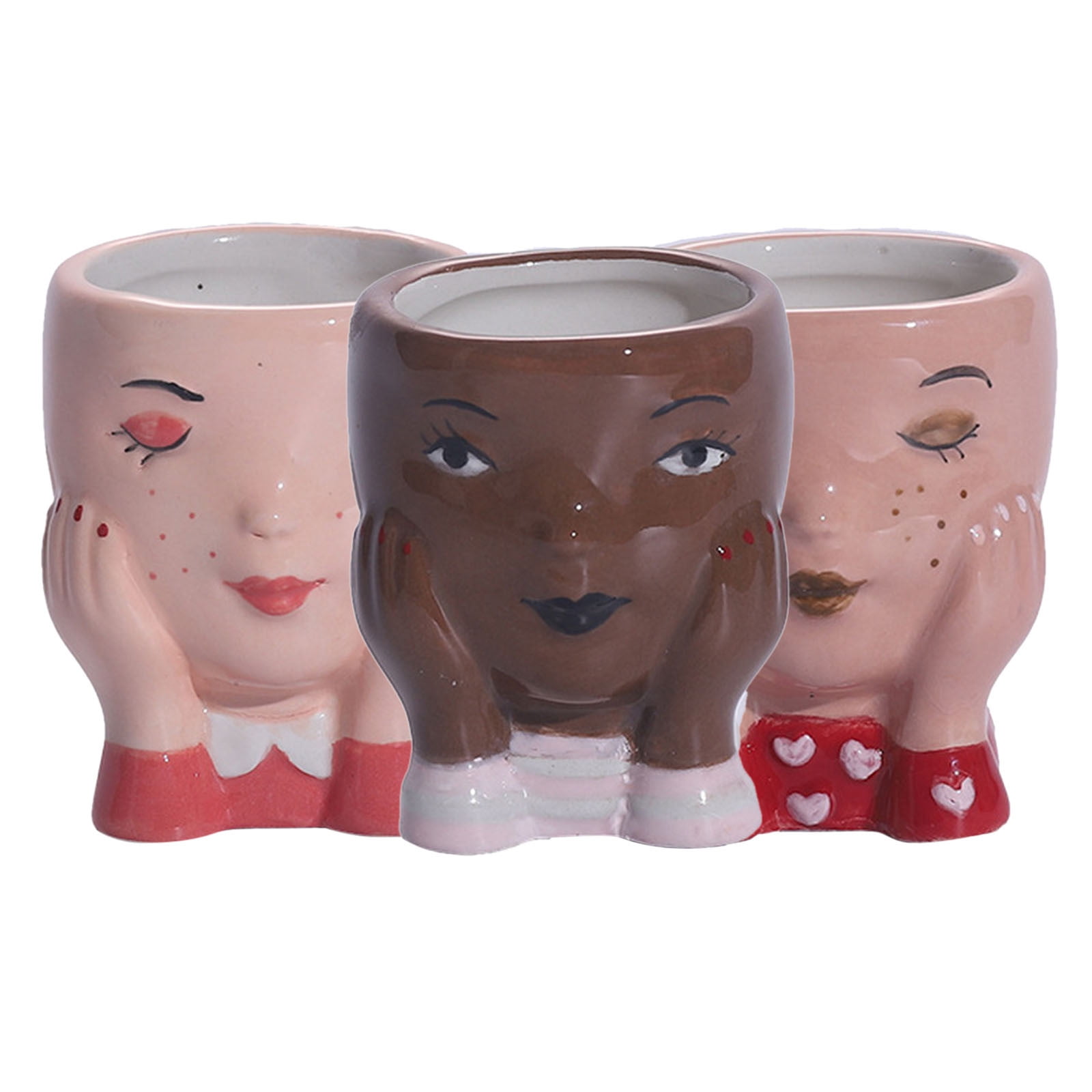 YDNGF 3pcs Girls Face Head Flower Planter Succulent Plant Pot Flowerpot ...