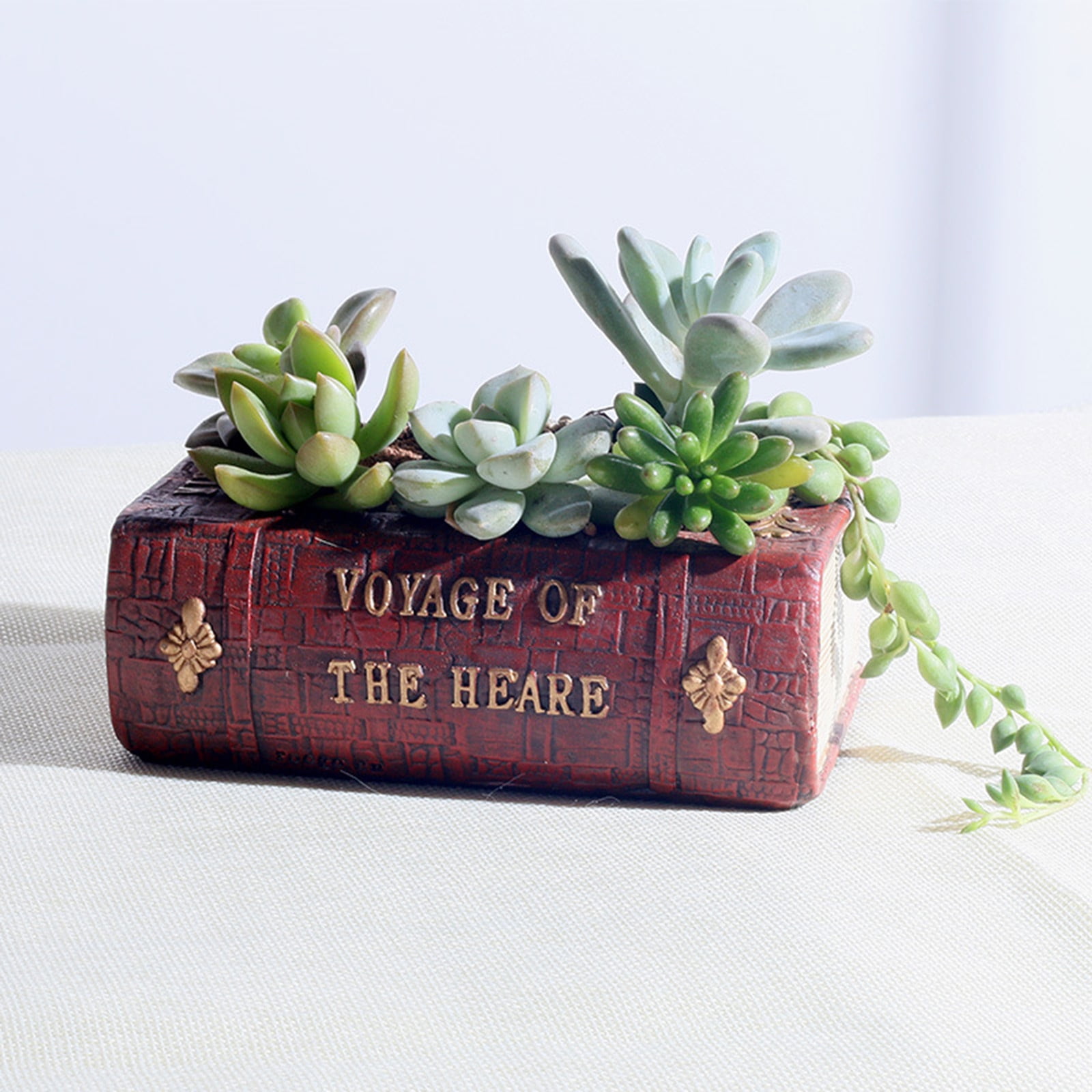 YDNGF Book Treasure Chest Planter Handmade Resin Succulent Flower Pot ...