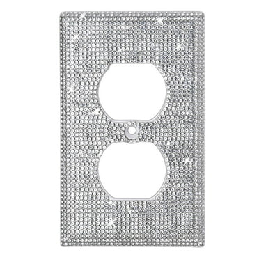 4 Pcs Silver Shiny Silver Pink Rhinestone Light Switch Or Outlet ...