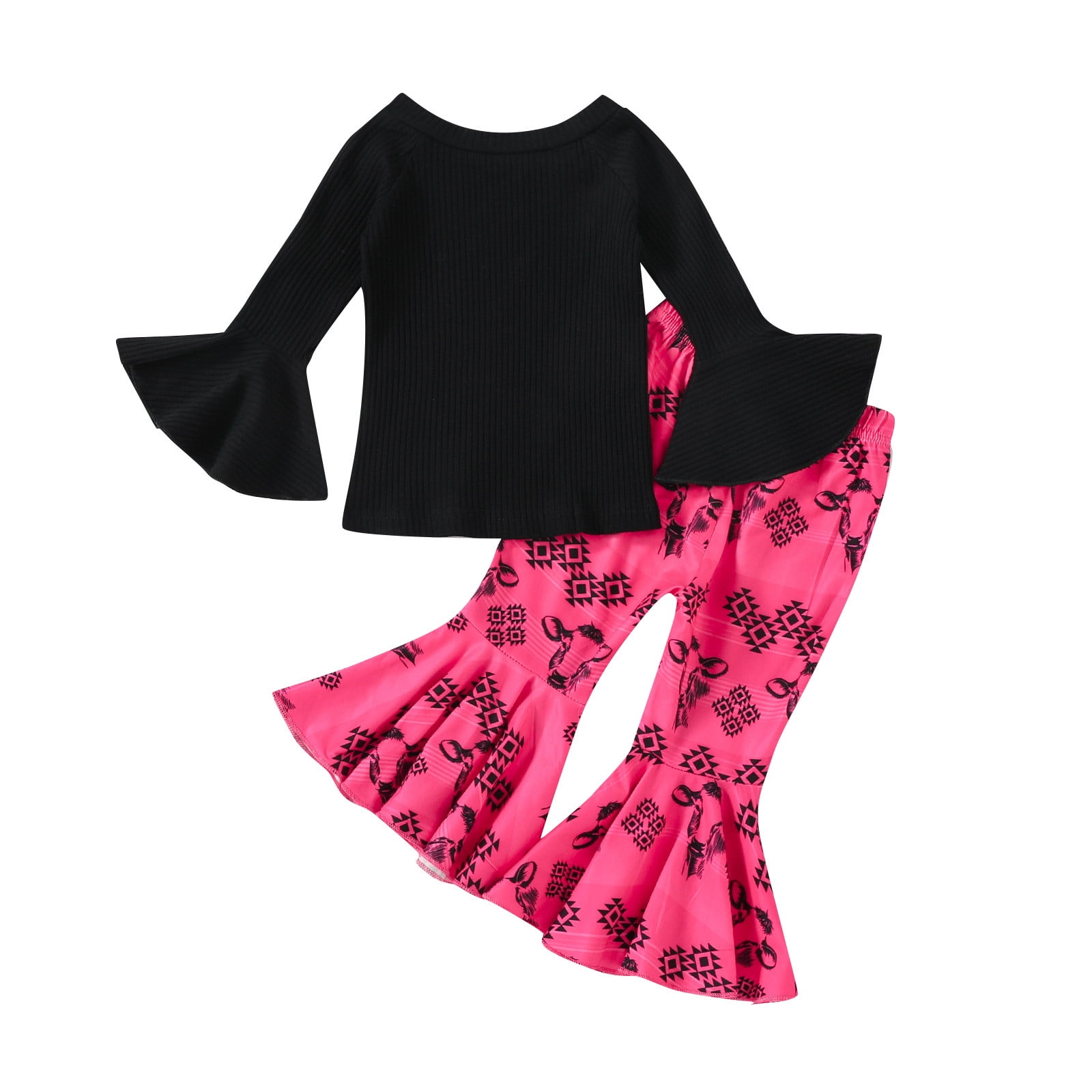 YDOJG Baby Toddler Girls Outfit Set Girl Fall Winter Clothes Set Ribbed Pullover Sweatshirt Top ...