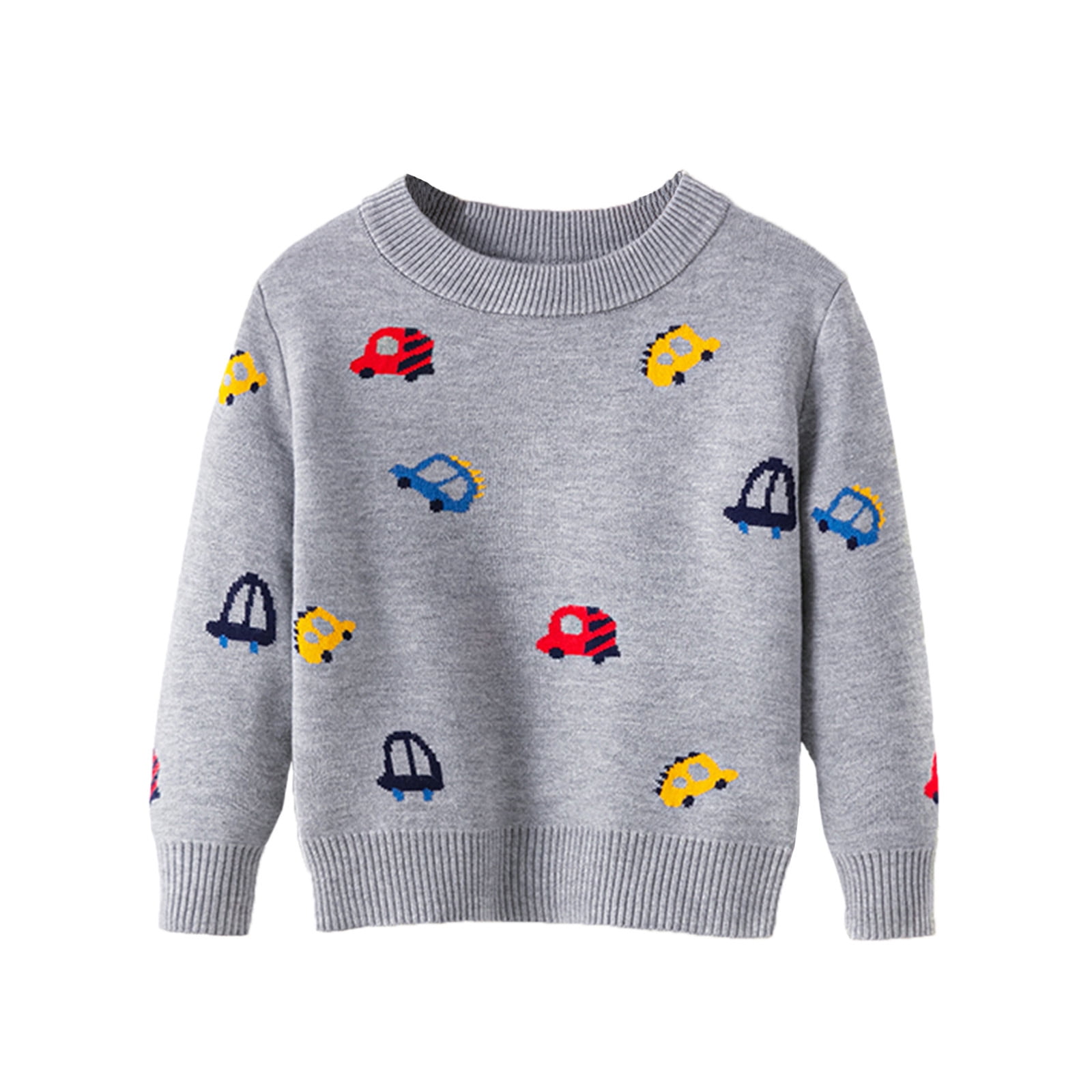 YDOJG Boys Sweaters Boys Girls Cartoon Cars Prints Sweater Long Sleeve ...