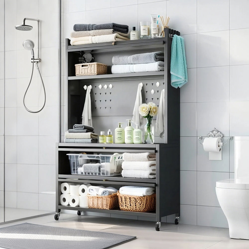 YDSM 64" Kitchen Pantry Storage Cabinet, 5 Tier Metal Storage Cabinet ...