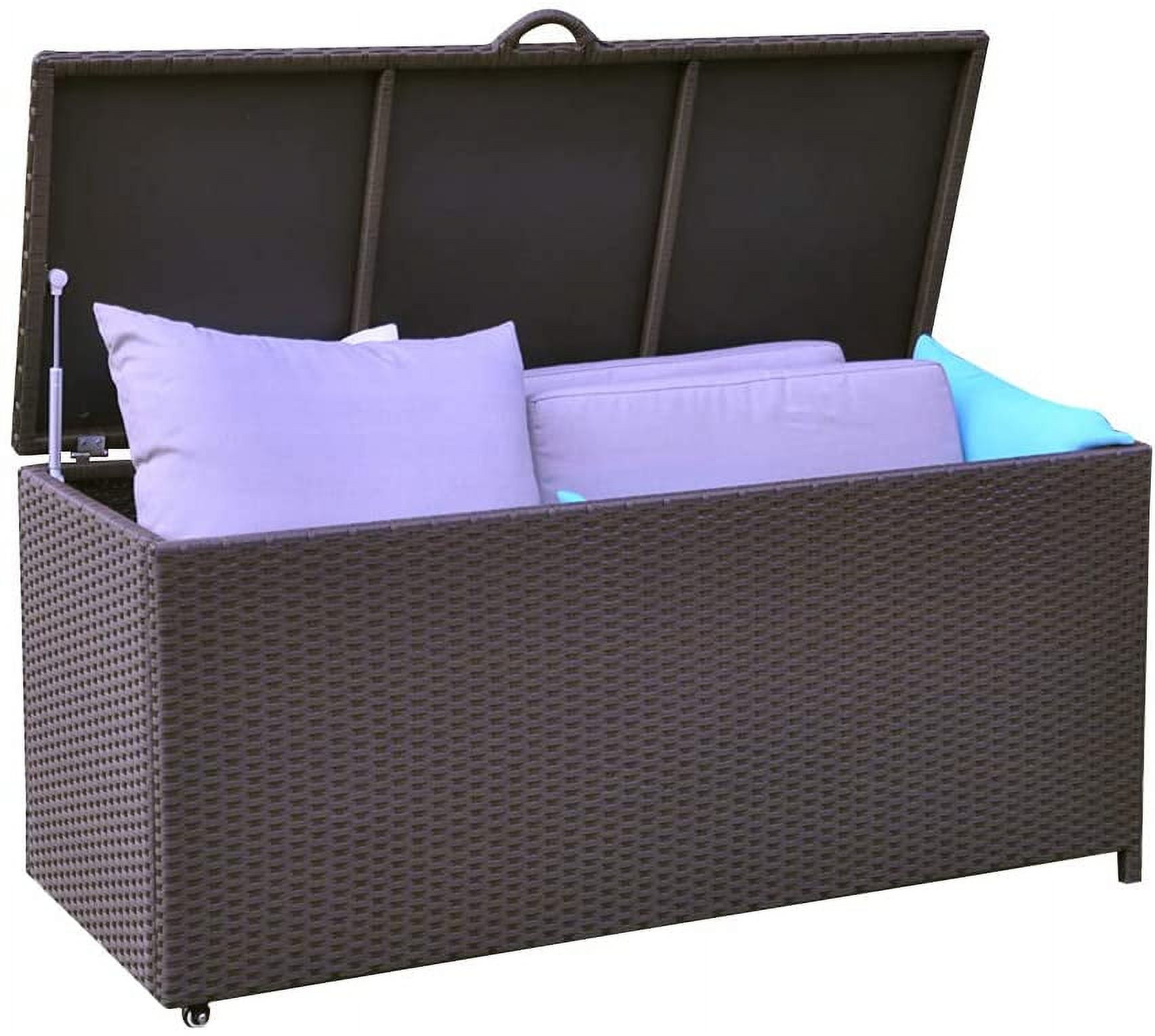 YDSM Outdoor Patio Wicker Large Storage Container Deck Box Made of ...