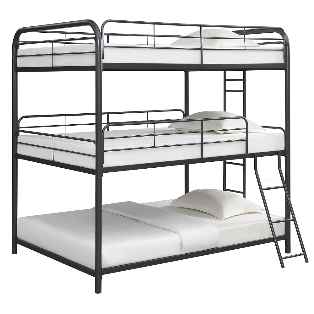 YDSM Triple Bunk Bed, Full Over Full Over Full 3 Bunk Bed with 2 Ladder ...