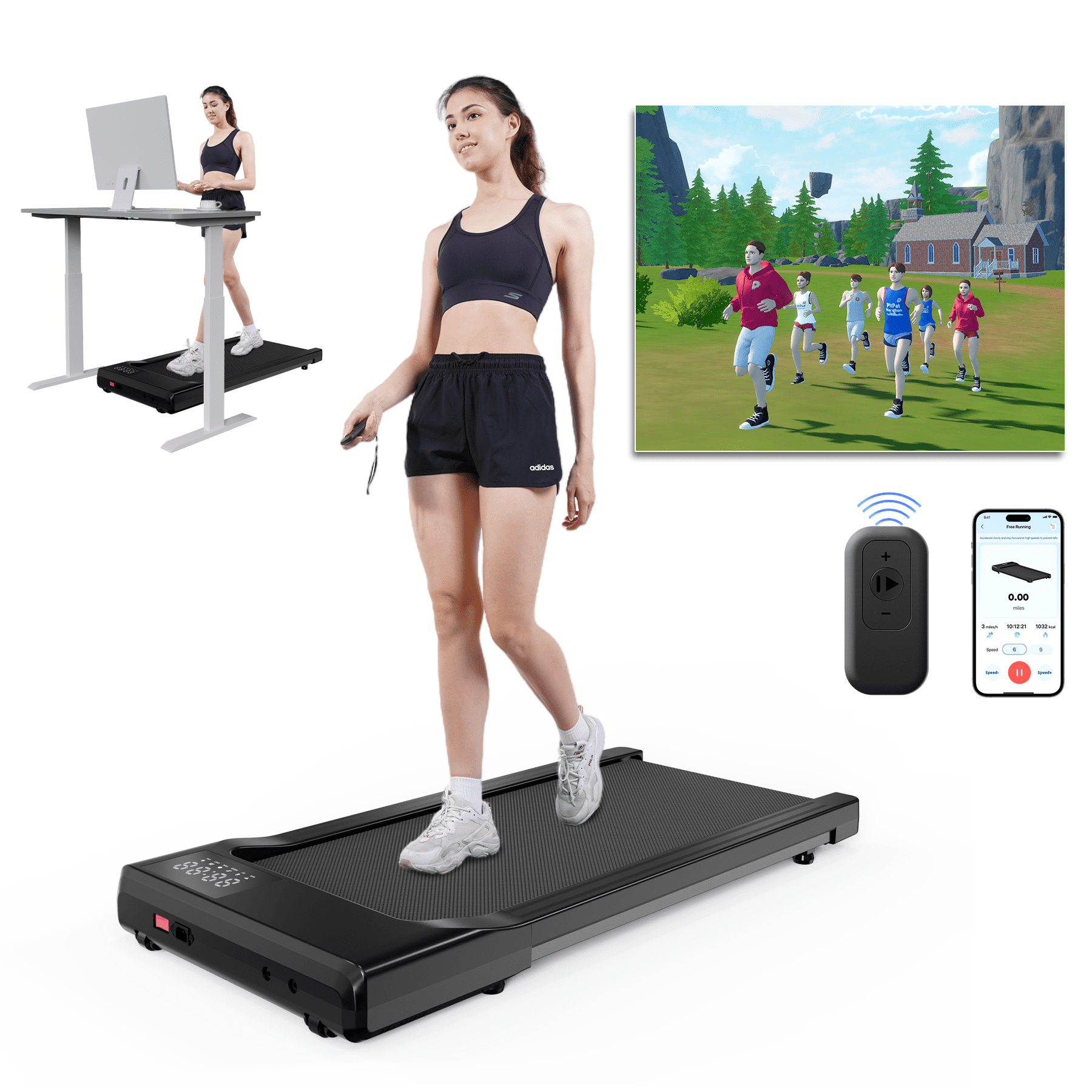 YDZJY Electric Exercise Treadmill, 0.6-3.8 mph Walking Pad with Remote ...