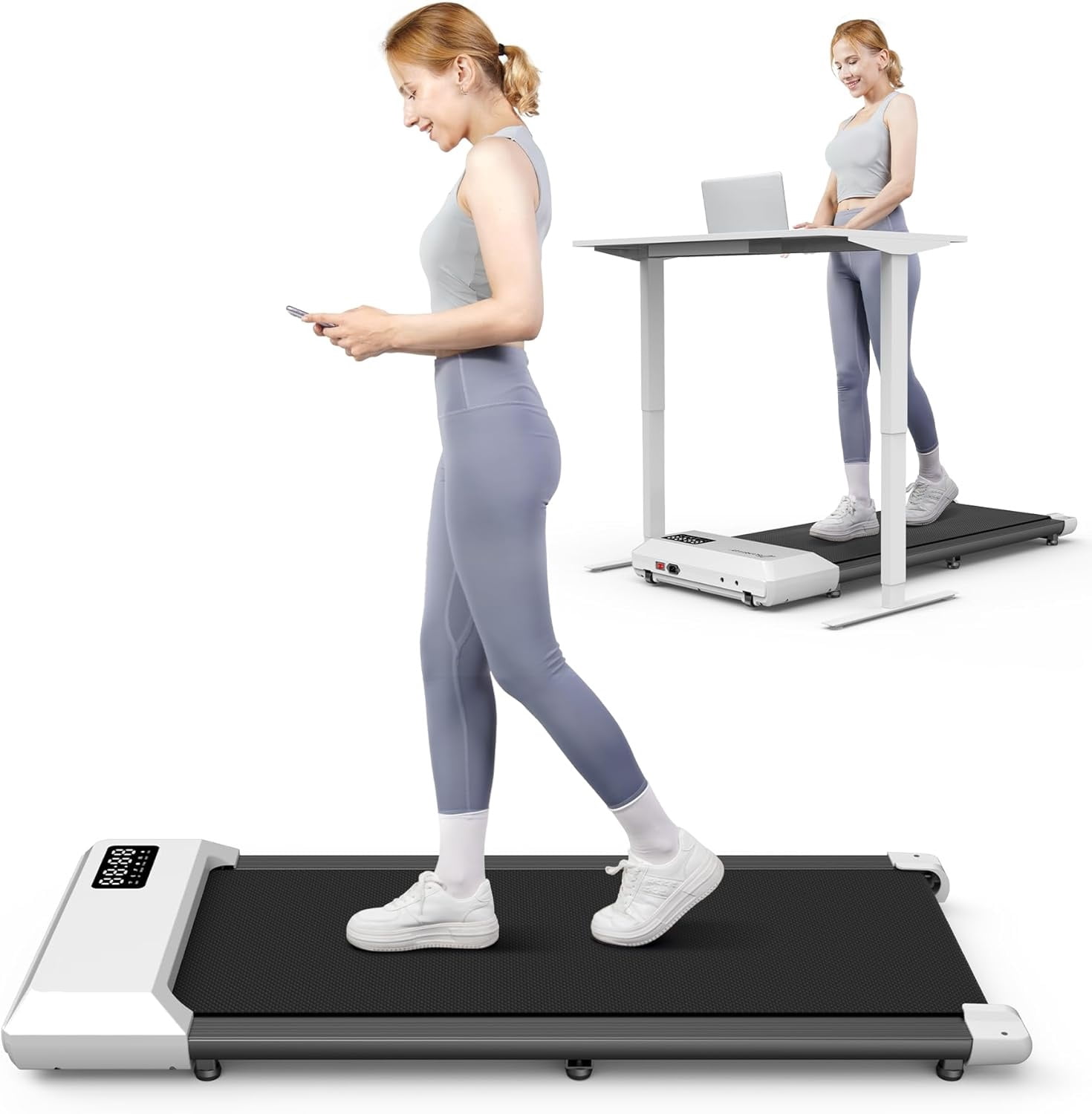 YDZJY Exercise Walking Pad, 300LBS Capacity Under Desk Treadmill, 0.6-3 ...