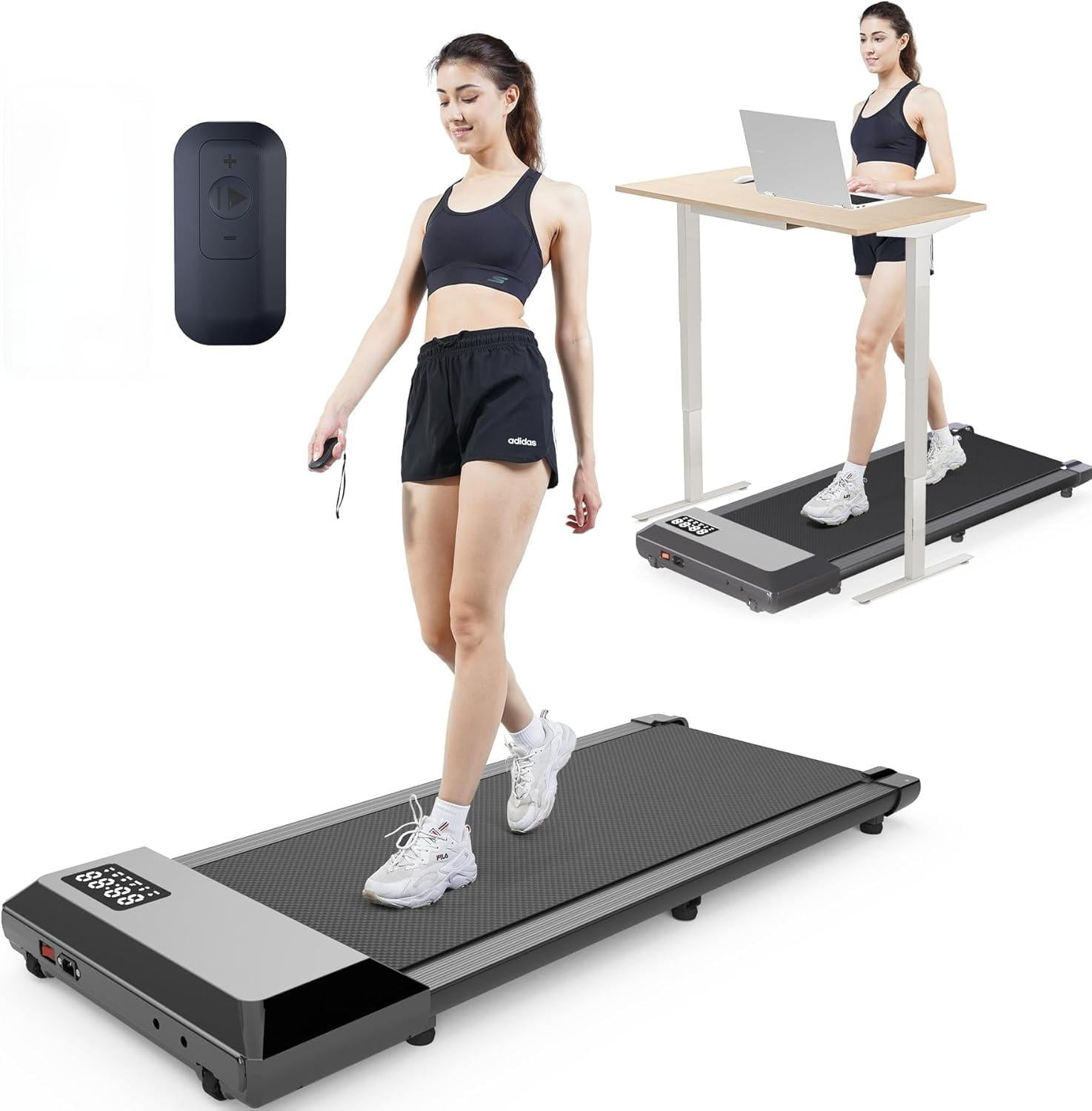 YDZJY Exercise Walking Pad, 300LBS Capacity Under Desk Treadmill, 0.6-3 ...