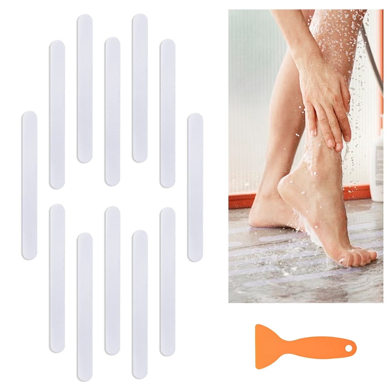 YDmeet 48 Pcs Clear Non-Slip Shower Stickers, 7.87x0.787 inch Anti-Mold ...