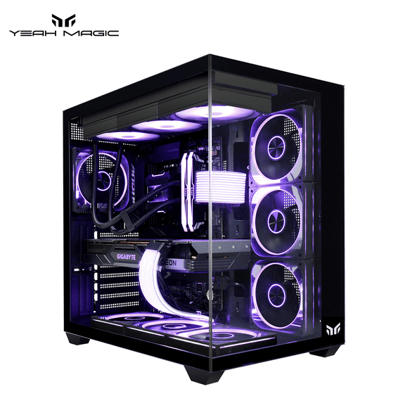 YEAH MAGIC Sword V Gaming PC Case,Seamless Tempered Glass Front & Side ...