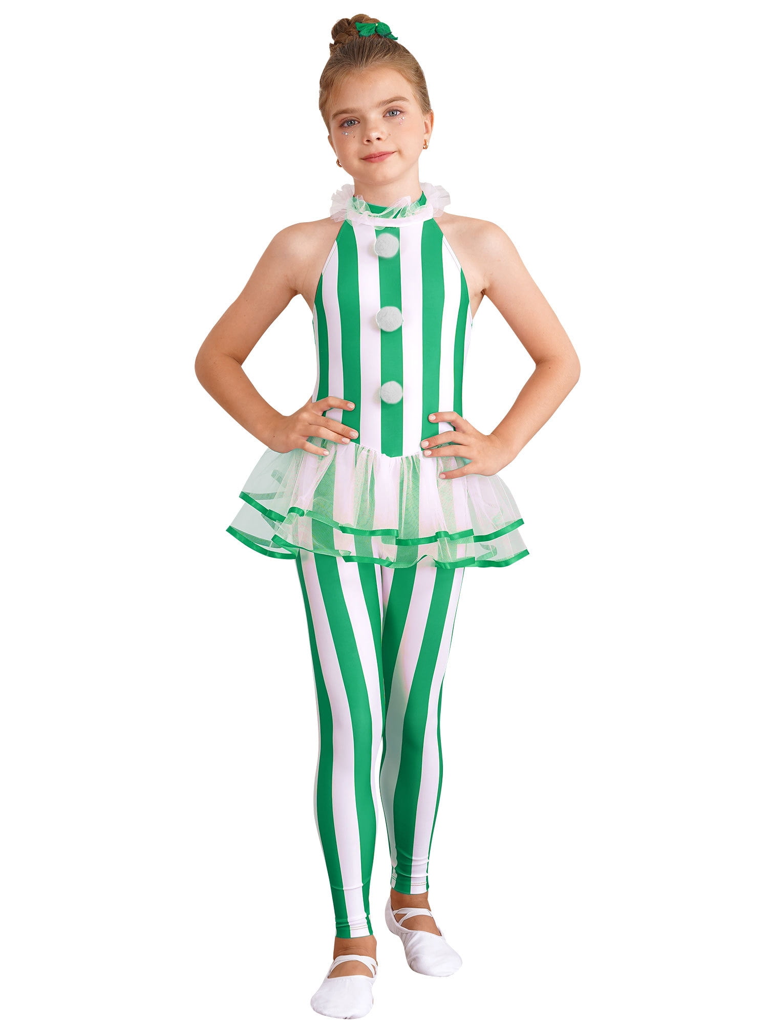 YEAHDOR Big & Little Girls Candy Cane Costume Open Back Long Jumpsuit ...