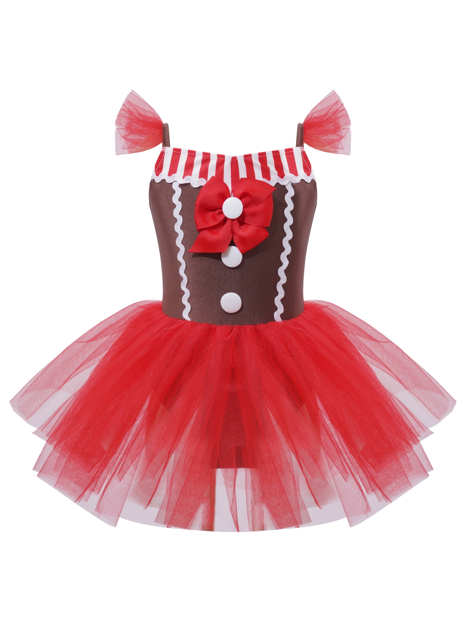 YEAHDOR Big & Little Girls Gingerbread Man Costume Bodysuit Carnival ...