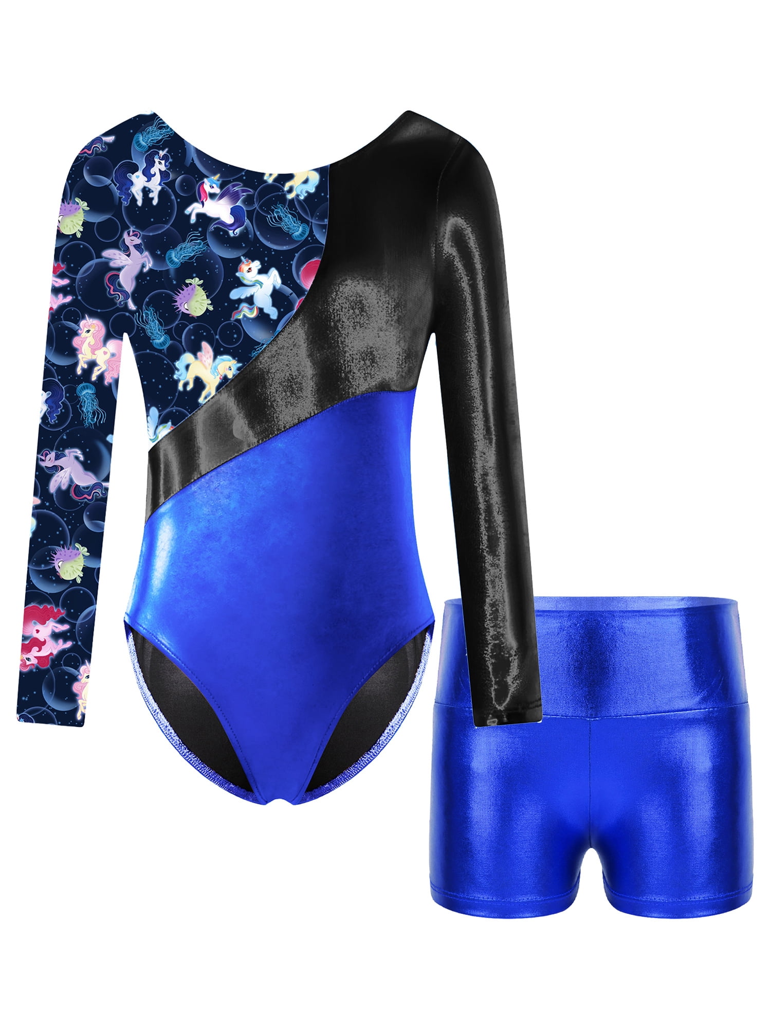 YEAHDOR Girls 2 Pieces Gymnastics Dance Tumbling Outfit Long Sleeve ...