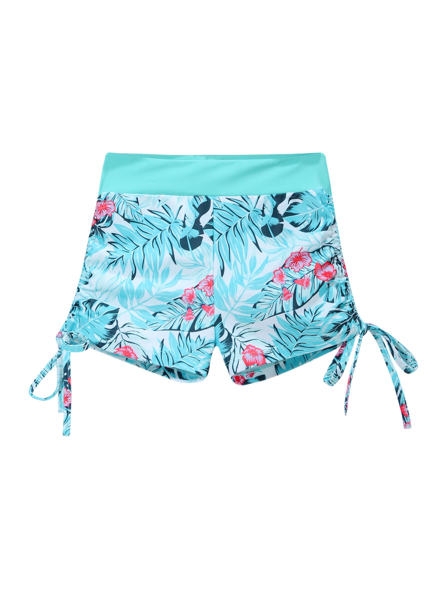 YEAHDOR Girls Floral Print Swim Shorts Side Drawstring Quickly-dry ...