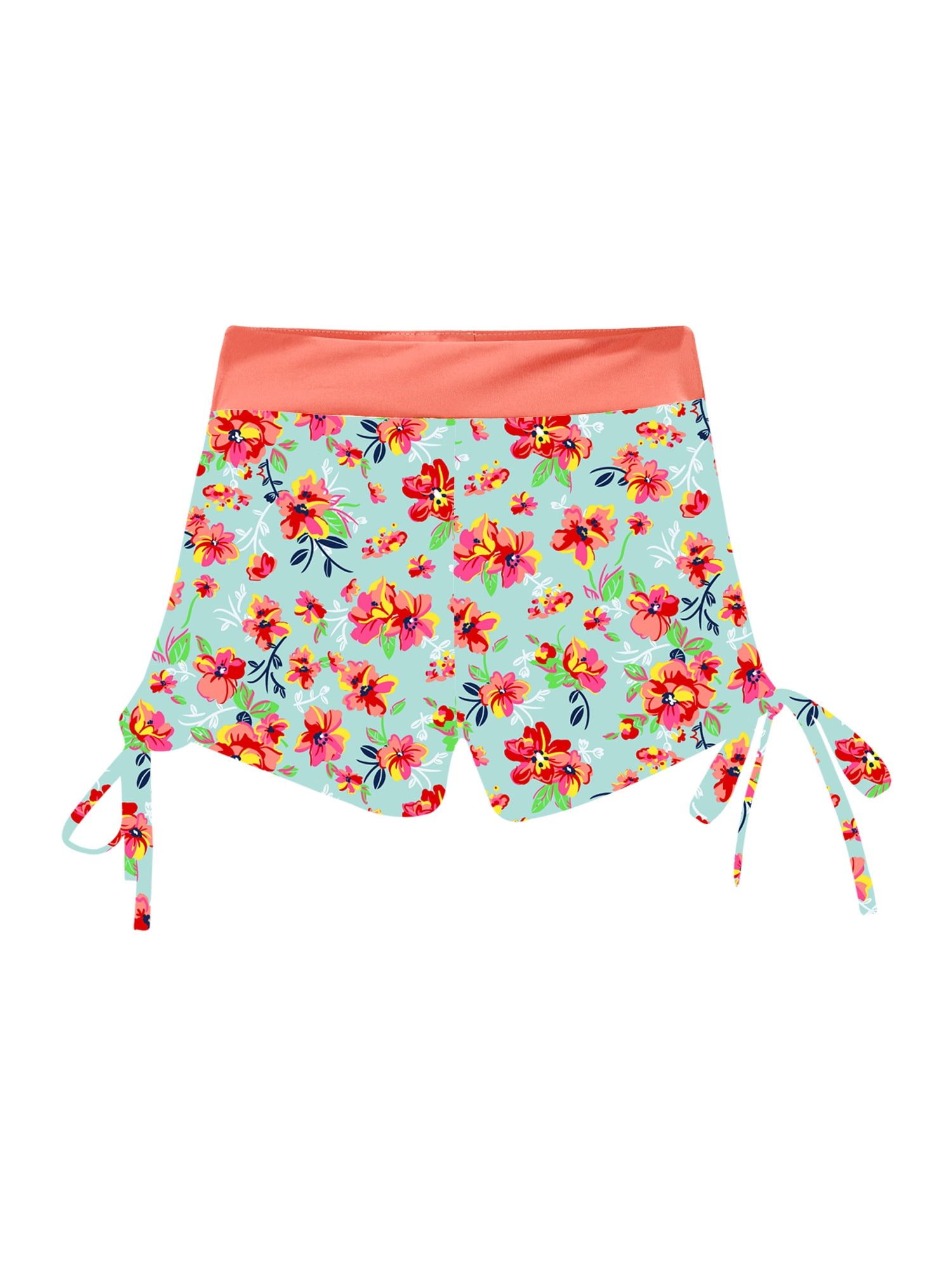 YEAHDOR Girls Floral Print Swim Shorts Side Drawstring Quickly-dry ...