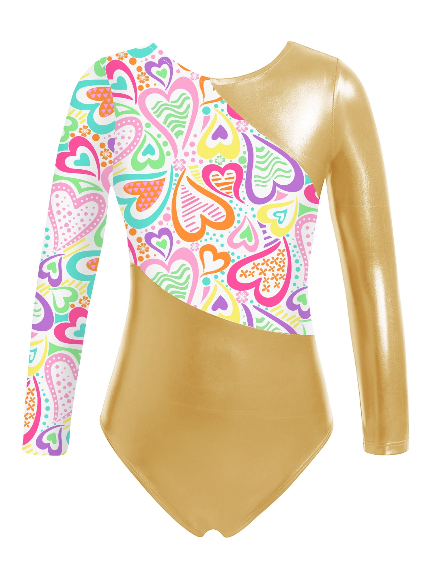 YEAHDOR Girls Gymnastics Leotard Long Sleeve Dancewear Colorful Prints ...
