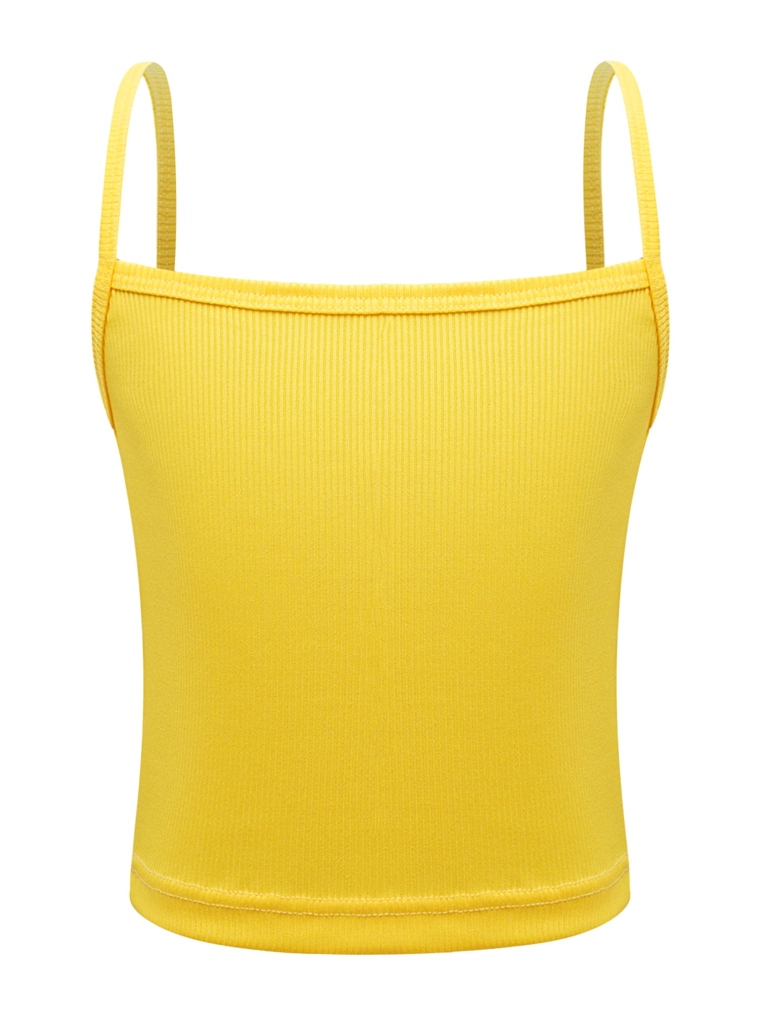 YEAHDOR Girls Ribbed Sports Bra Solid Color Yoga Gym Training Vest ...