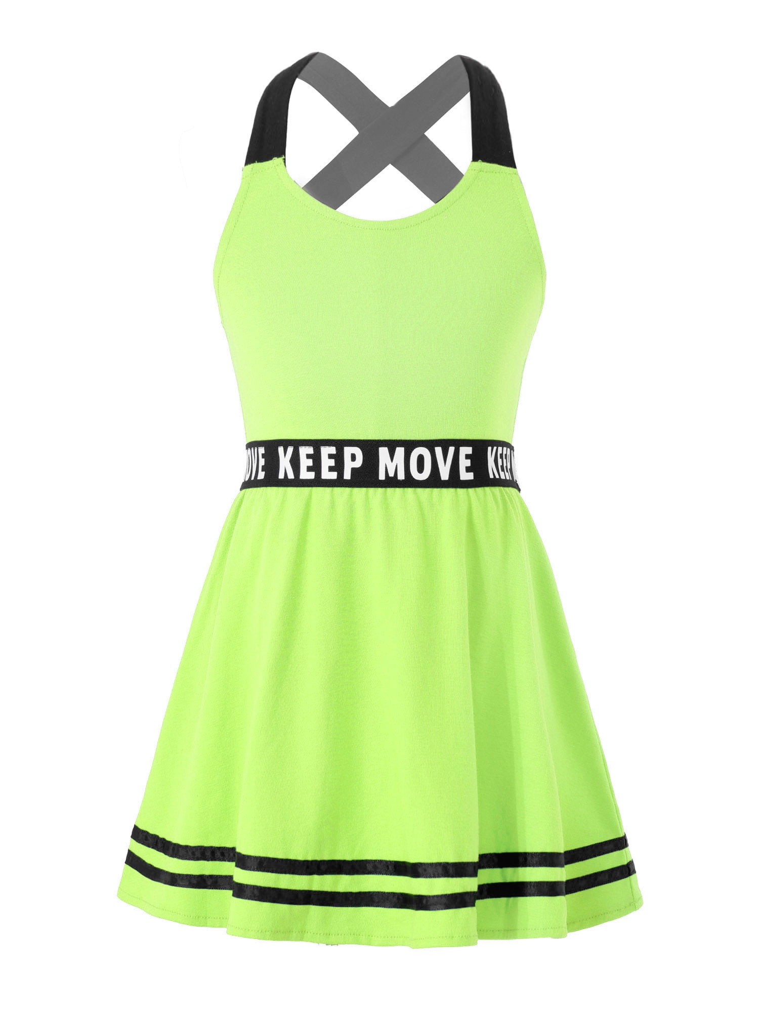 YEAHDOR Girls Sleeveless Sports Dress Cross Straps Open Back A-Line ...
