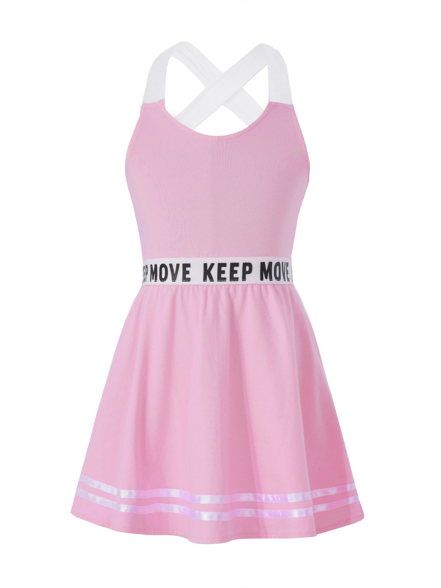 YEAHDOR Girls Sleeveless Sports Dress Cross Straps Open Back A-Line ...