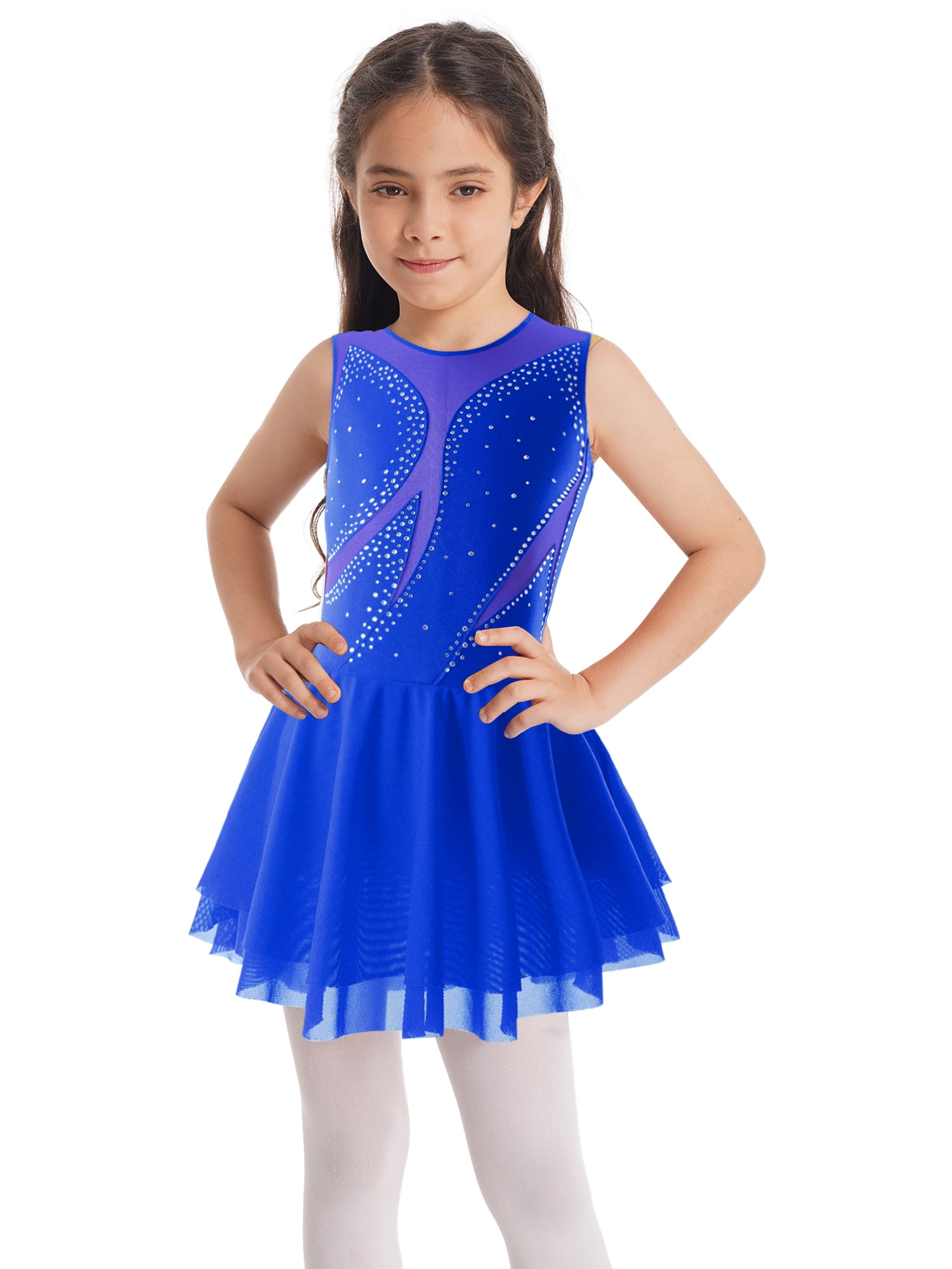 YEAHDOR Girls Sparkle Rhinestone Figure Skating Leotard Ballet ...