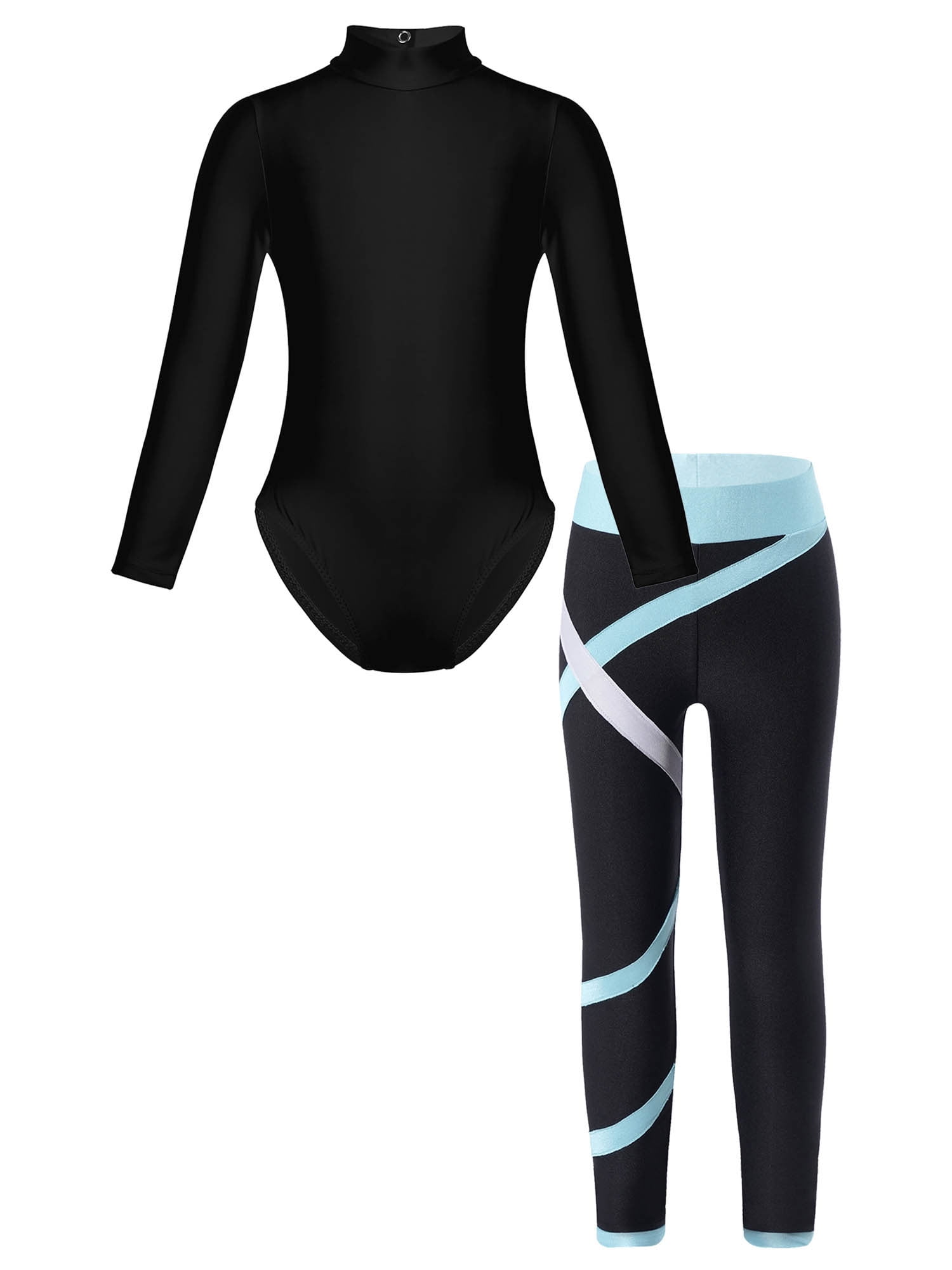 YEAHDOR Kids Girls 2Pcs Dance Training Outfit Sports Skating Suit Long ...