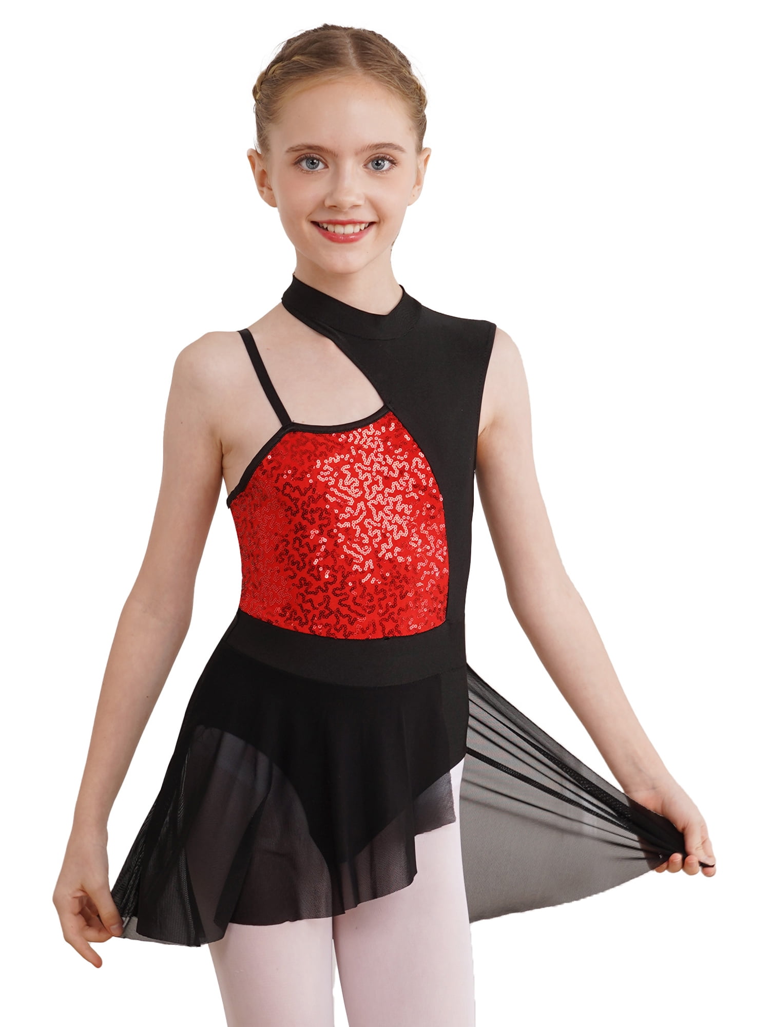 YEAHDOR Kids Girls Asymmetrical Shoulder Ballet Contemporary Dance ...