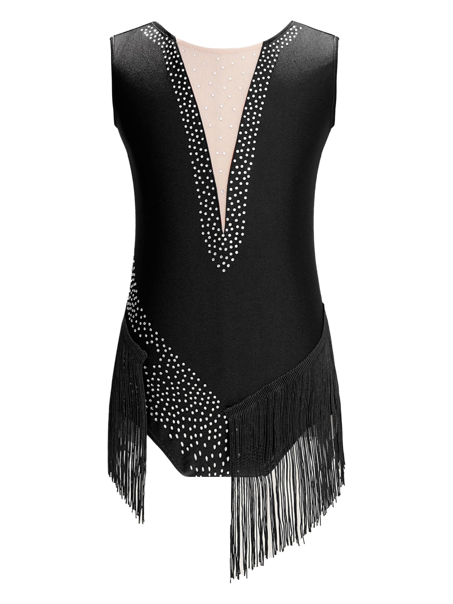 YEAHDOR Kids Girls Ballet Dance Leotard Sleeveless Tassels Bodysuit ...