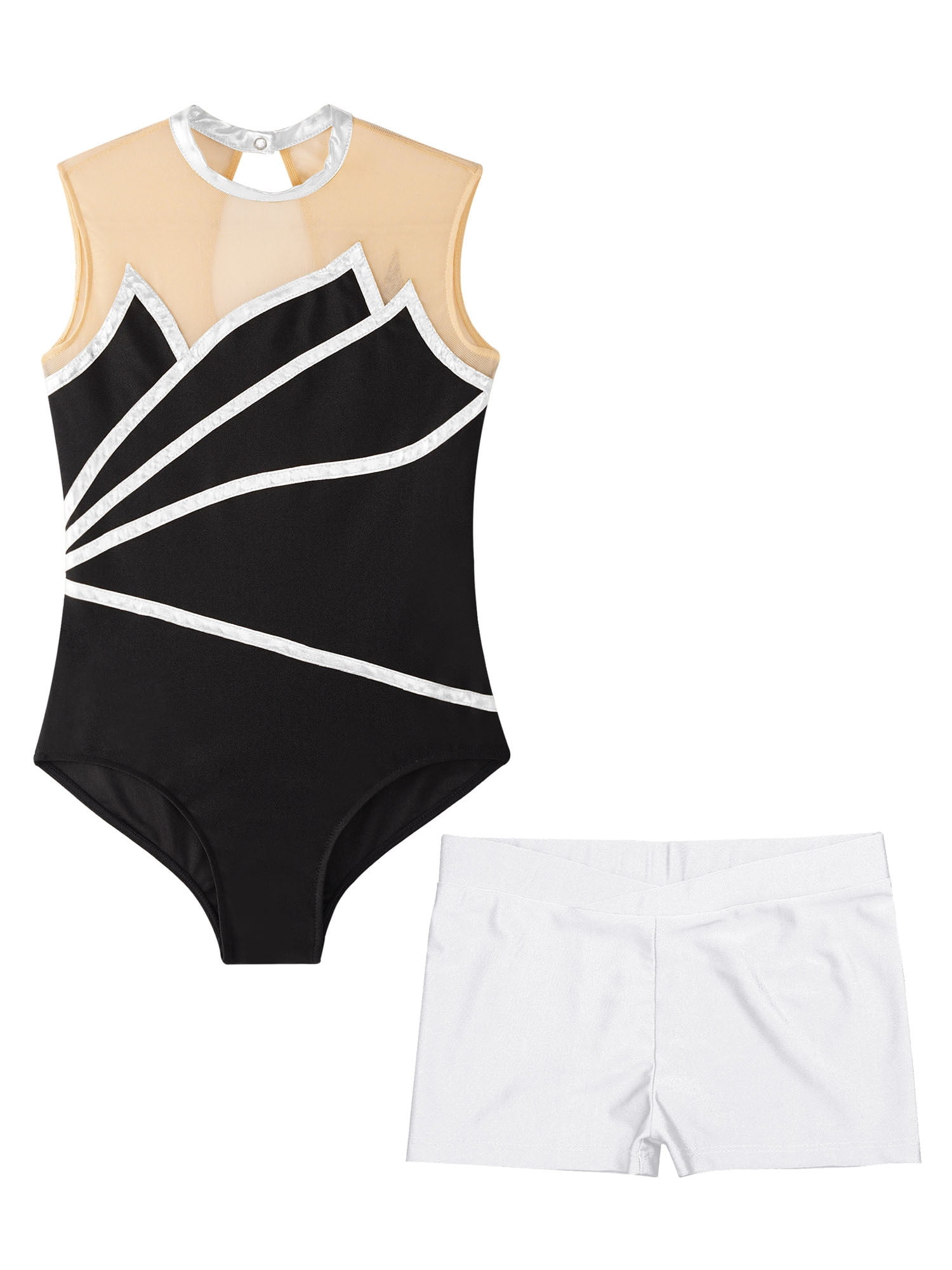 YEAHDOR Kids Girls Ballet Dance Unitard with Shorts Outfit Yoga Ice ...