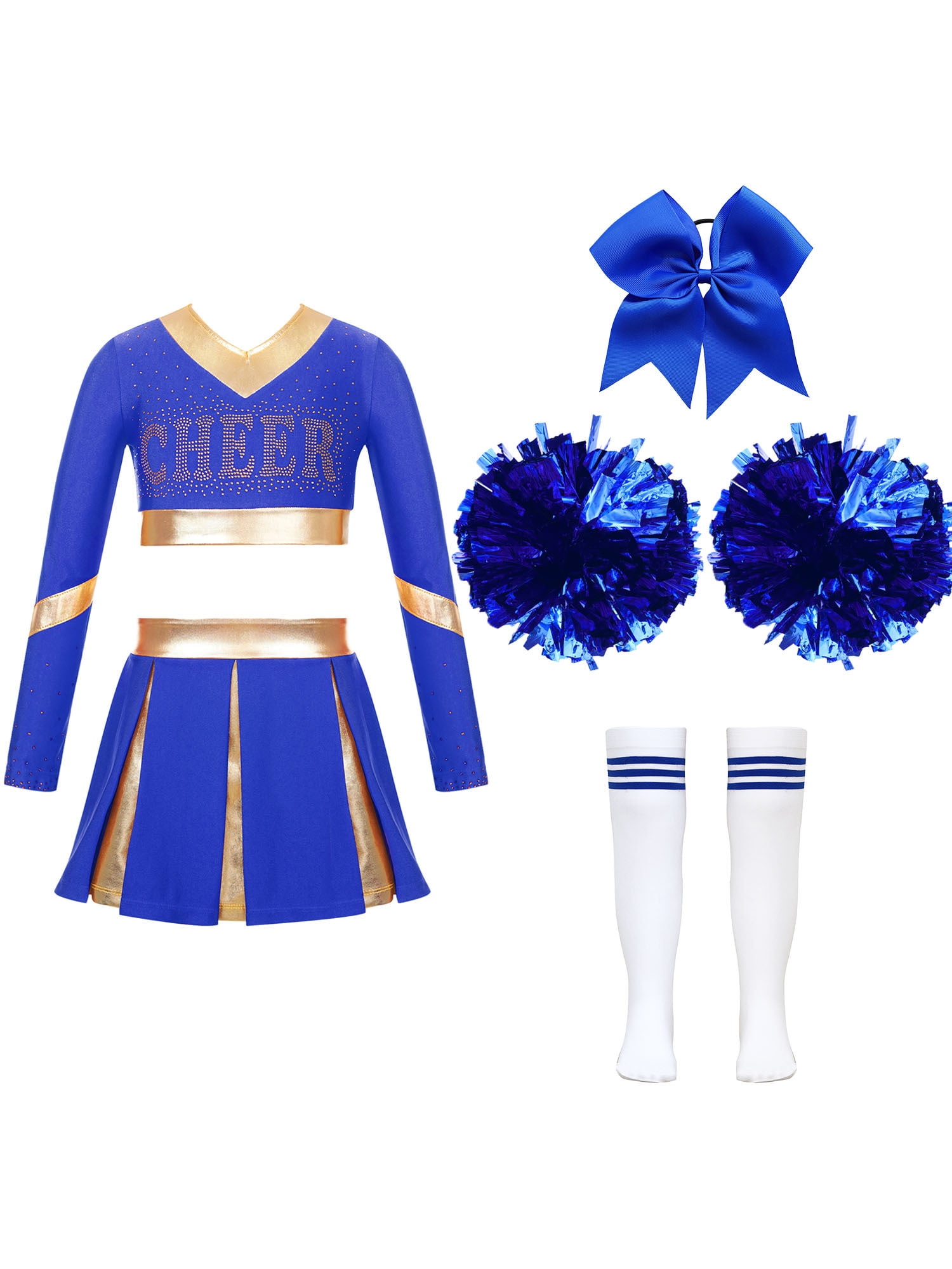 YEAHDOR Kids Girls Cheer Leader Costume Outfit Set Halloween Cosplay ...