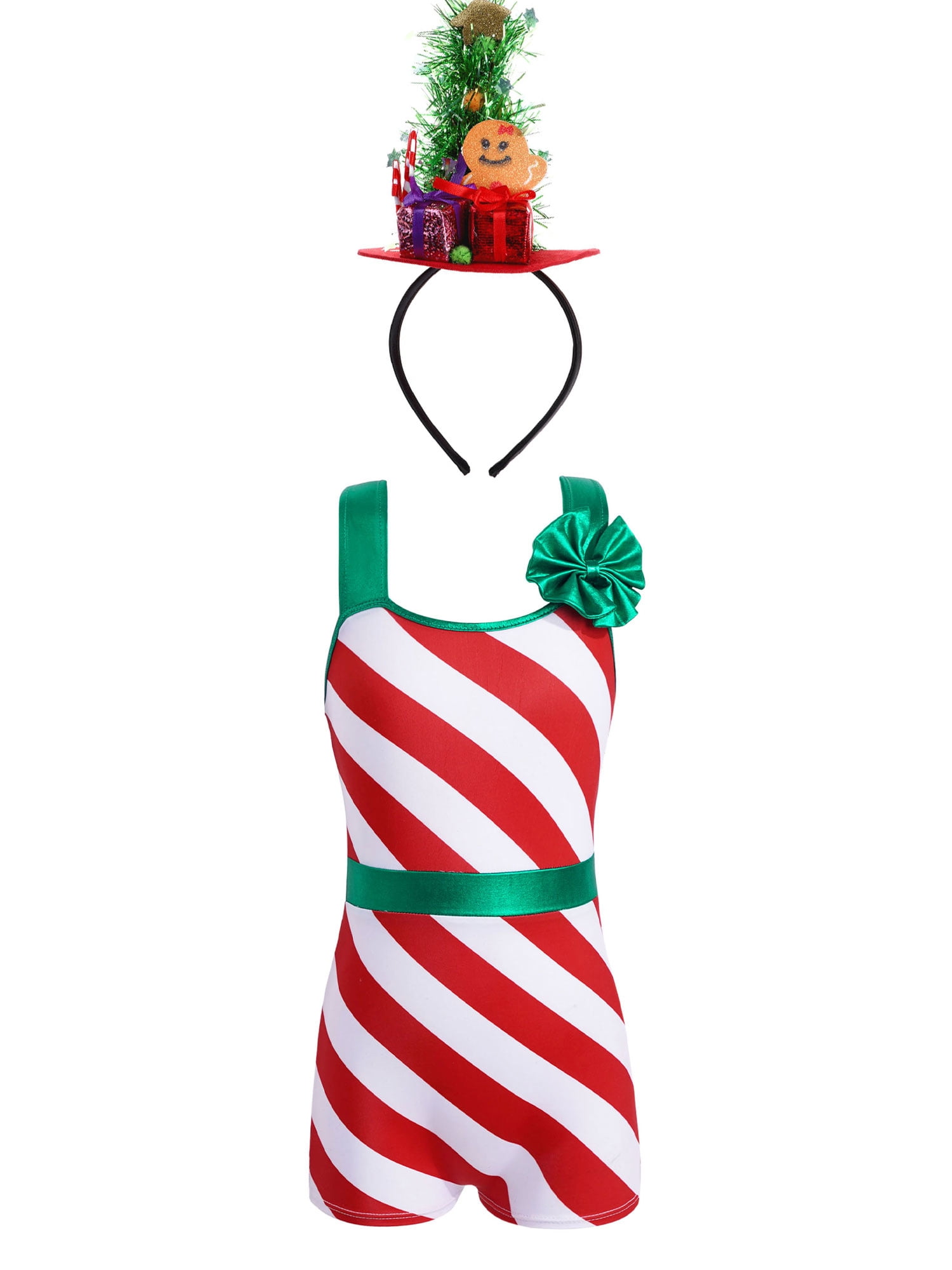 YEAHDOR Kids Girls Christmas Candy Cane Costume Striped Criss-Cross ...