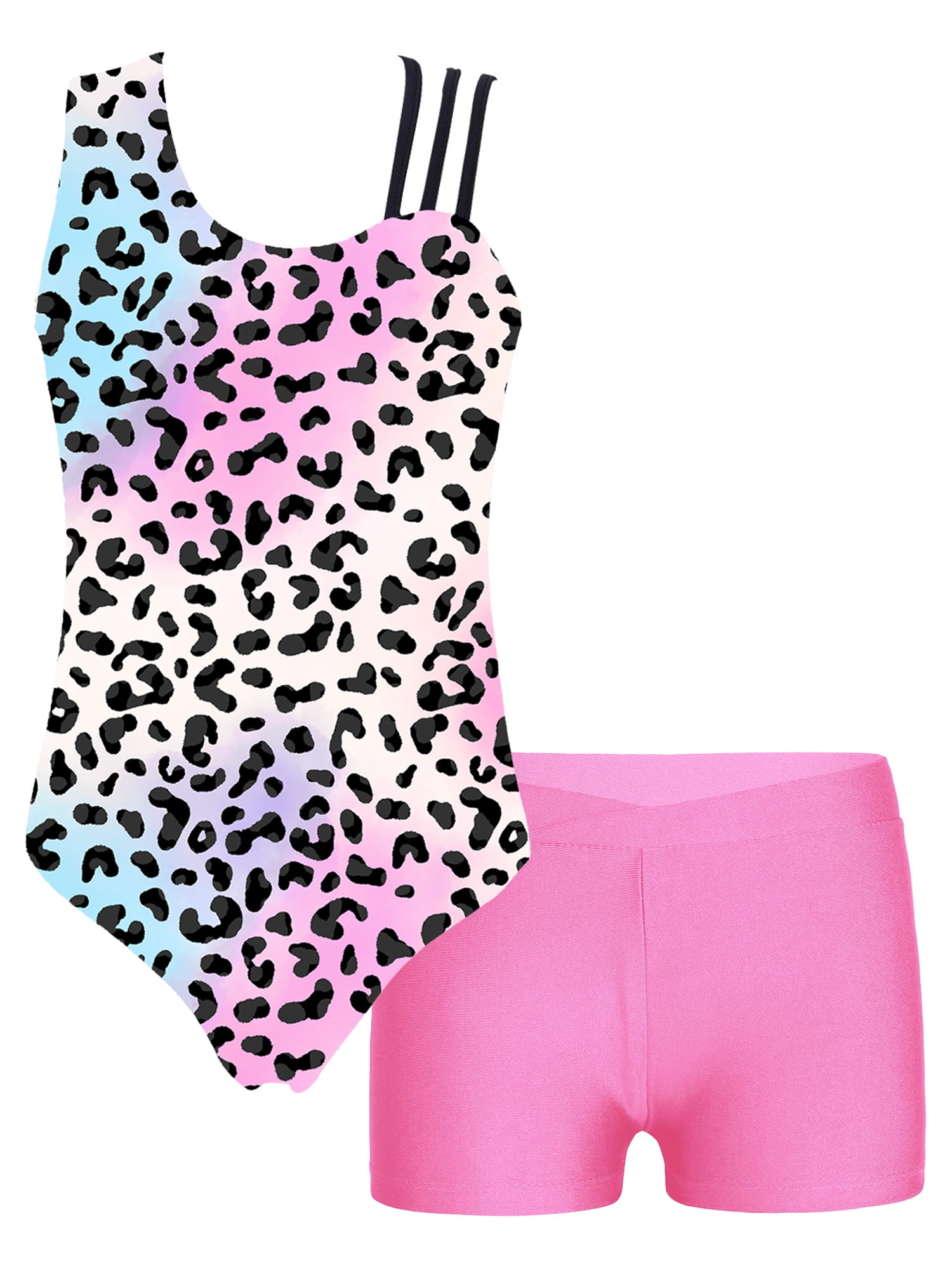 YEAHDOR Kids Girls Gymnastics 2Pcs Athletic Outfit Set Sleeveless Dance ...
