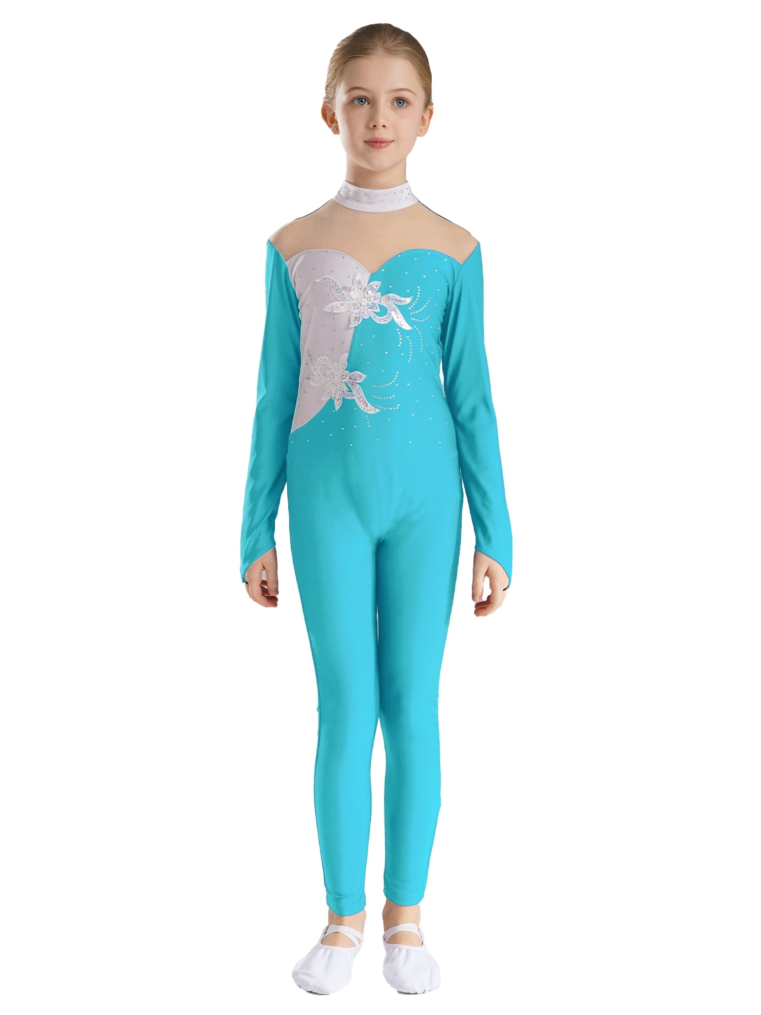 YEAHDOR Kids Girls Gymnastics Acrobatics Long Jumpsuit Long Sleeve ...