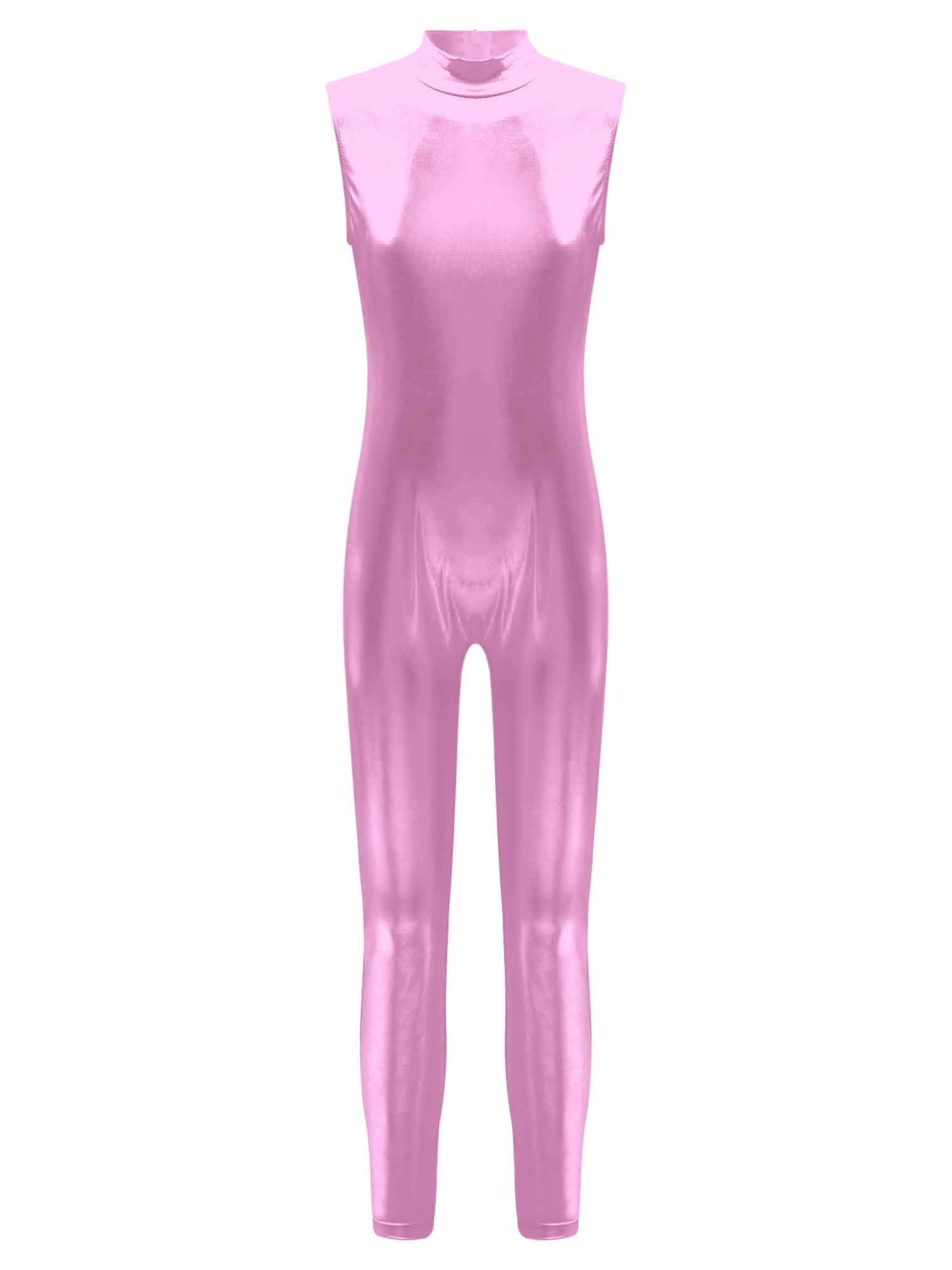 YEAHDOR Kids Girls Gymnastics Full Length Jumpsuit Metallic Sleeveless ...