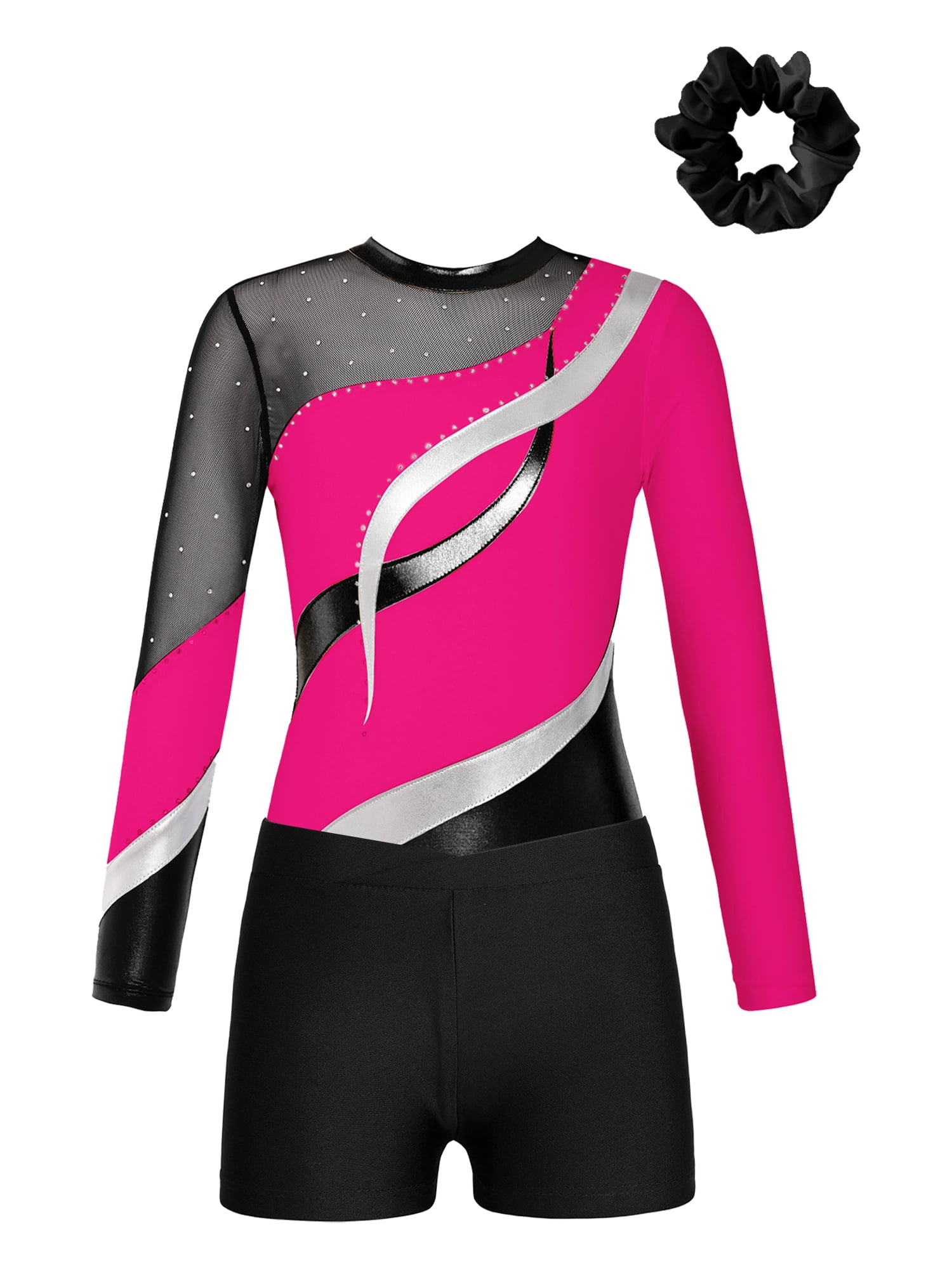 YEAHDOR Kids Girls Gymnastics Leotard with Workout Hot Shorts Hair Band ...